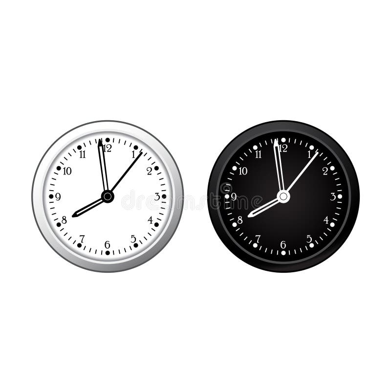 Black and White Clock Icon. Stock Vector - Illustration of countdown ...