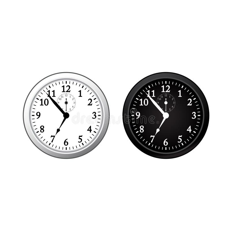 Black and White Clock Icon. Stock Vector - Illustration of icon ...