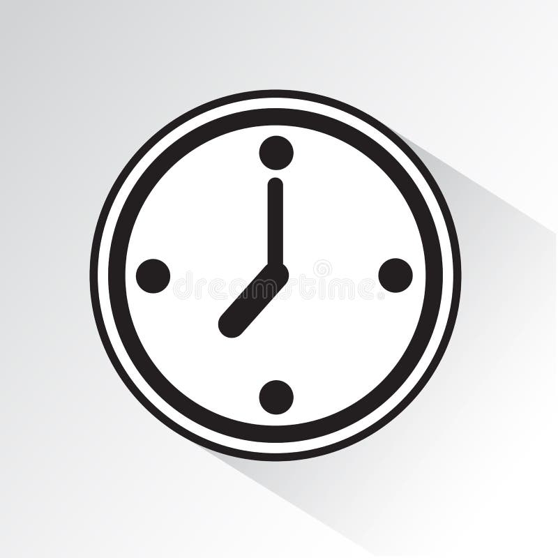 Black and White Clock Icon. Vector Illustration Stock Illustration ...