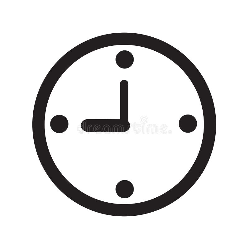 Black And White Clock Icon. Vector Stock Illustration - Illustration of ...