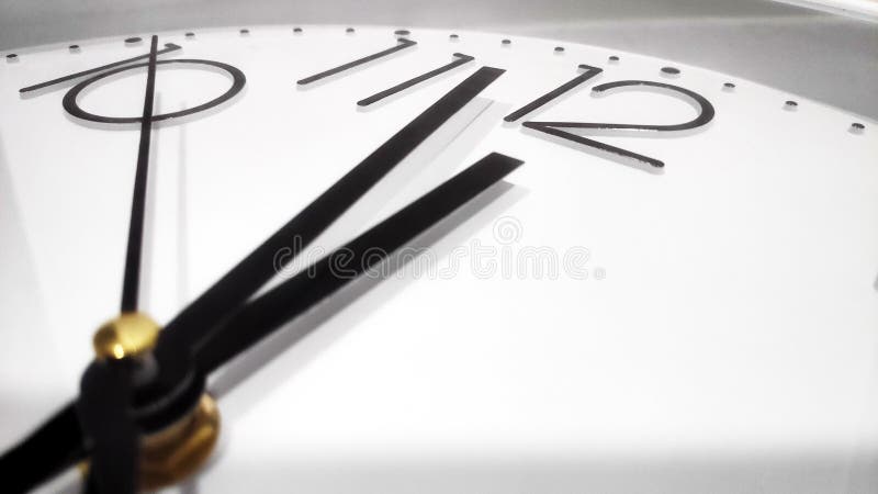 Black and White Clock from 12 O`clock Stock Image - Image of close ...