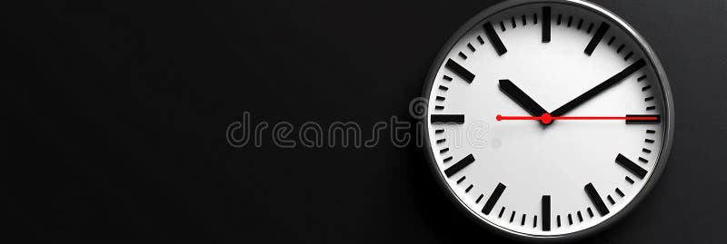 Black and White Clock with only a Red Ticking Seconds Hand. Stock ...