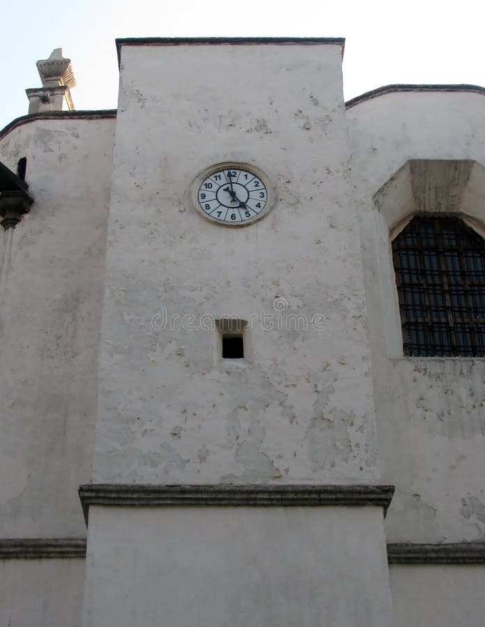 Black and White Clock on the Tower Stock Image - Image of clock, hands ...
