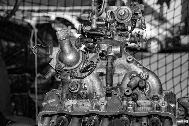 Black and White Close Up of Car Engine Stock Image - Image of metal ...