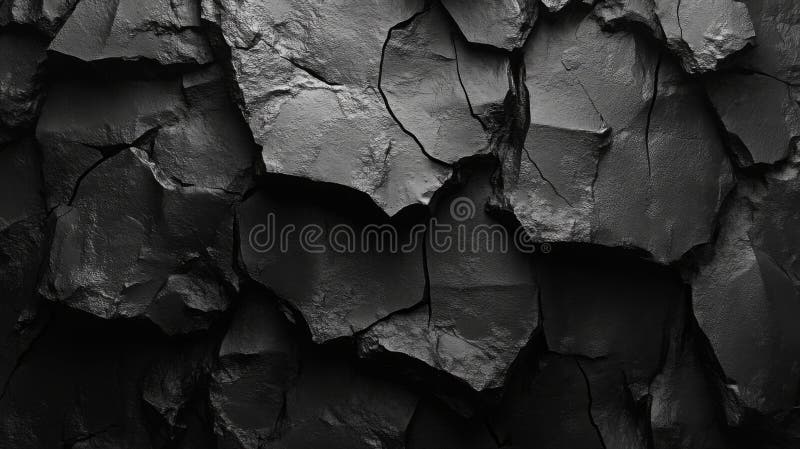 Black and White Close-up of a Cracked Rock Surface Stock Illustration ...