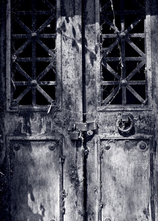 Black and White Close Up of a Crypt Door Stock Image - Image of ...
