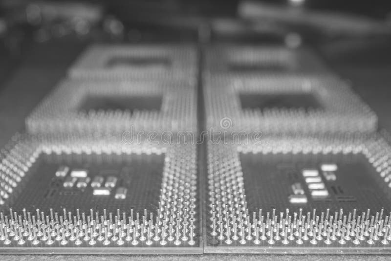 Black and White Close-up Shot of a CPU Chip Computer Units Stock Image ...