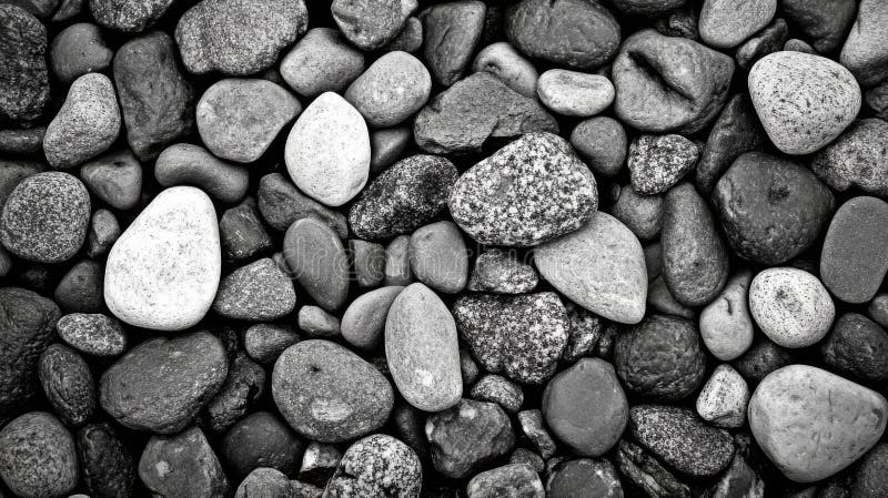 Black and White Close-Up of Smooth River Rocks Stock Illustration ...