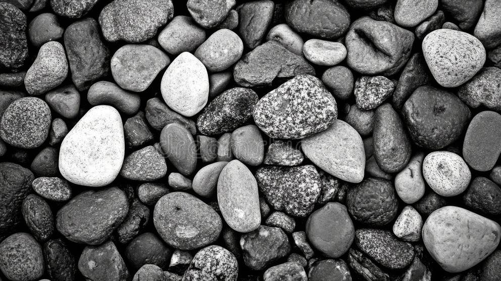 Black and White Close-Up of Smooth River Rocks Stock Illustration ...