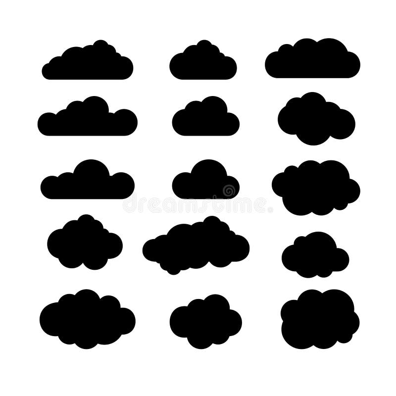 Black and White Clouds Icon Set. Clouds Icon Shapes Stock Vector ...