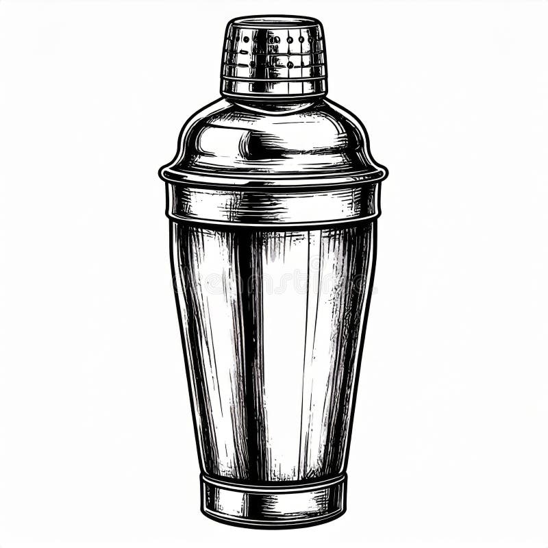Black and White Cocktail Shaker Illustration Stock Illustration ...