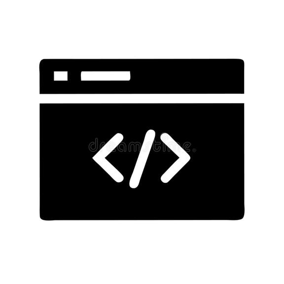 Black and White Coding Element for Website Development Purposes Stock ...
