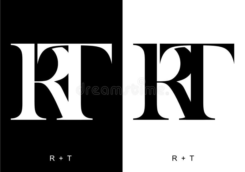 Black and White Color of RT Initial Letter Stock Vector - Illustration ...