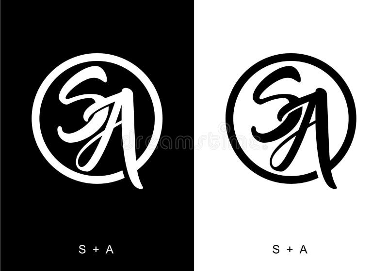 Black and White Color of SA Initial Letter Stock Vector - Illustration ...
