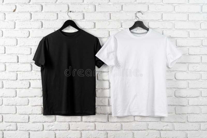 Black and White Color Two Plain T-shirts Stock Photo - Image of hanger ...