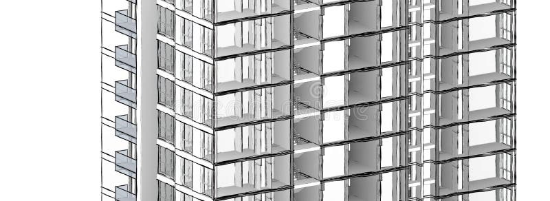 Partial 3d Cross Section Perspective of a Residence Building. Stock ...