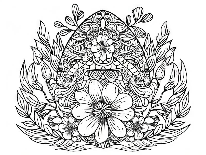 Easter Egg Coloring Book Page Stock Illustration - Illustration of ...