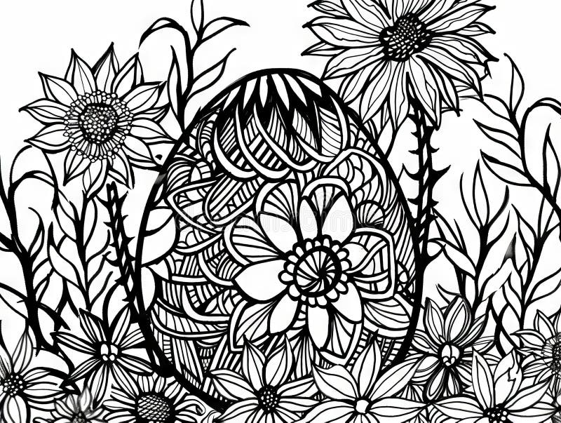Easter Egg Coloring Book Page Stock Illustration - Illustration of page ...