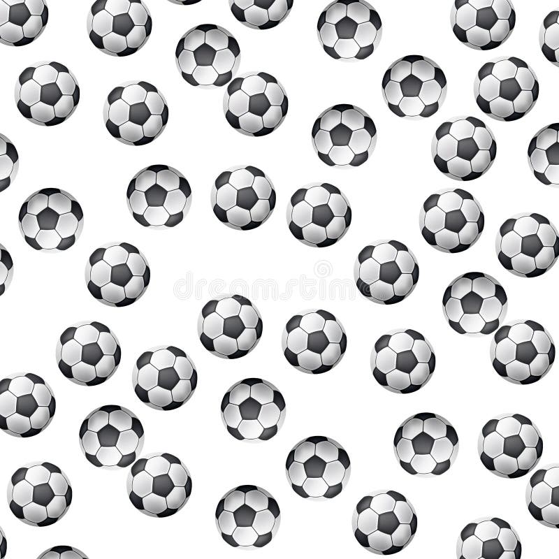 Black and White Coloring Soccer Ball on White Background. Seamless ...