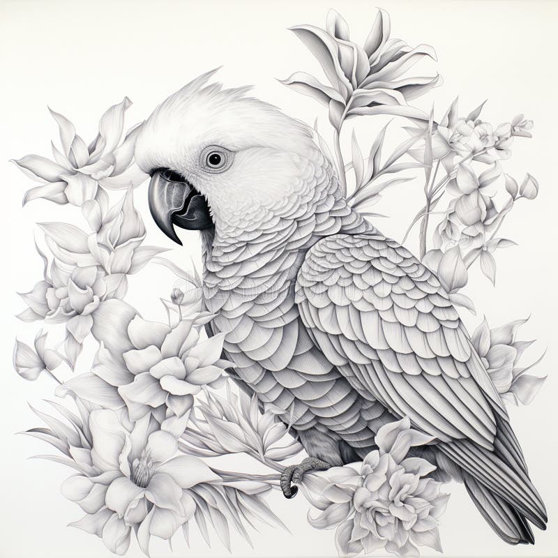 Black and White Colouring Page with Fine Lines and a White Background ...