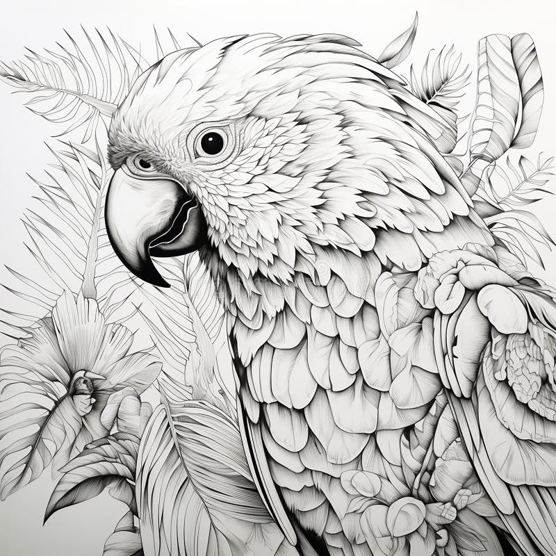 Black and White Colouring Page with Fine Lines and a White Background ...