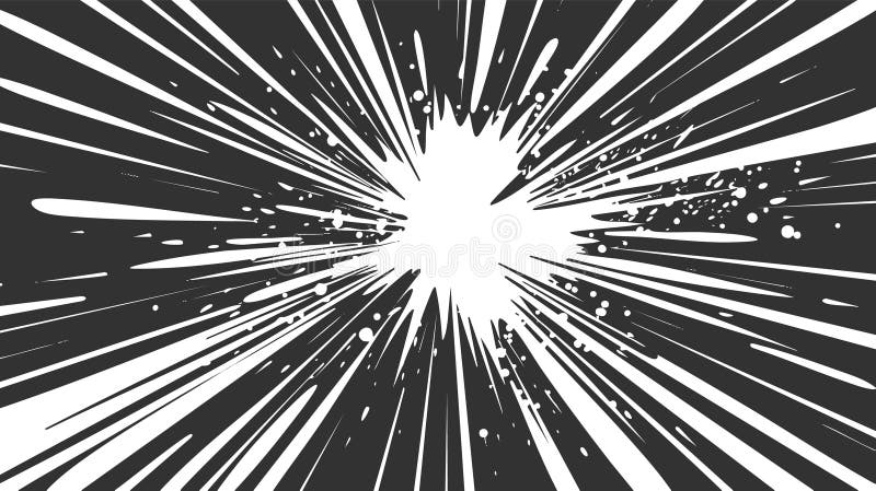 Black and White Comic Explosion Effect with Dynamic Lines and Energy ...