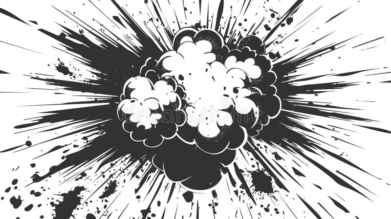 Black and White Comic Explosion Graphic Illustration with Dynamic Burst ...
