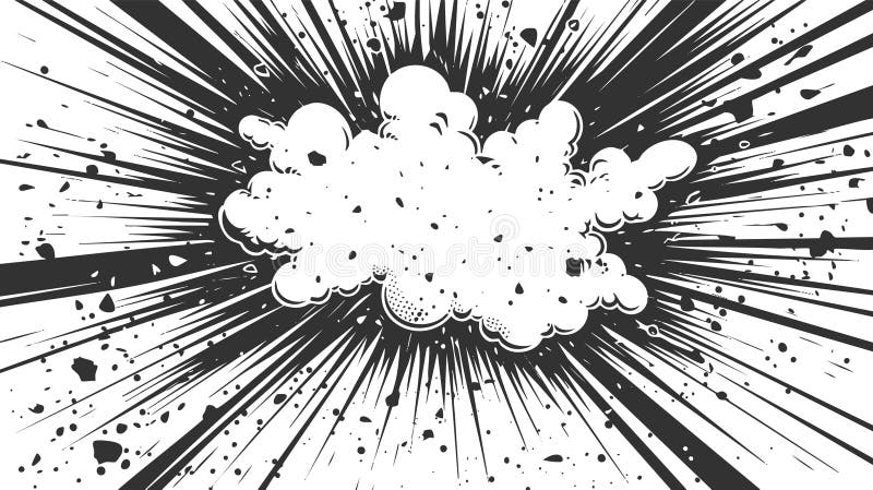 Black and White Comic Explosion Illustration with Dynamic Burst Lines ...