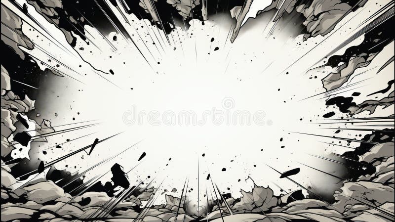 Black and White Comic Explosion Illustration: Innovative Design ...