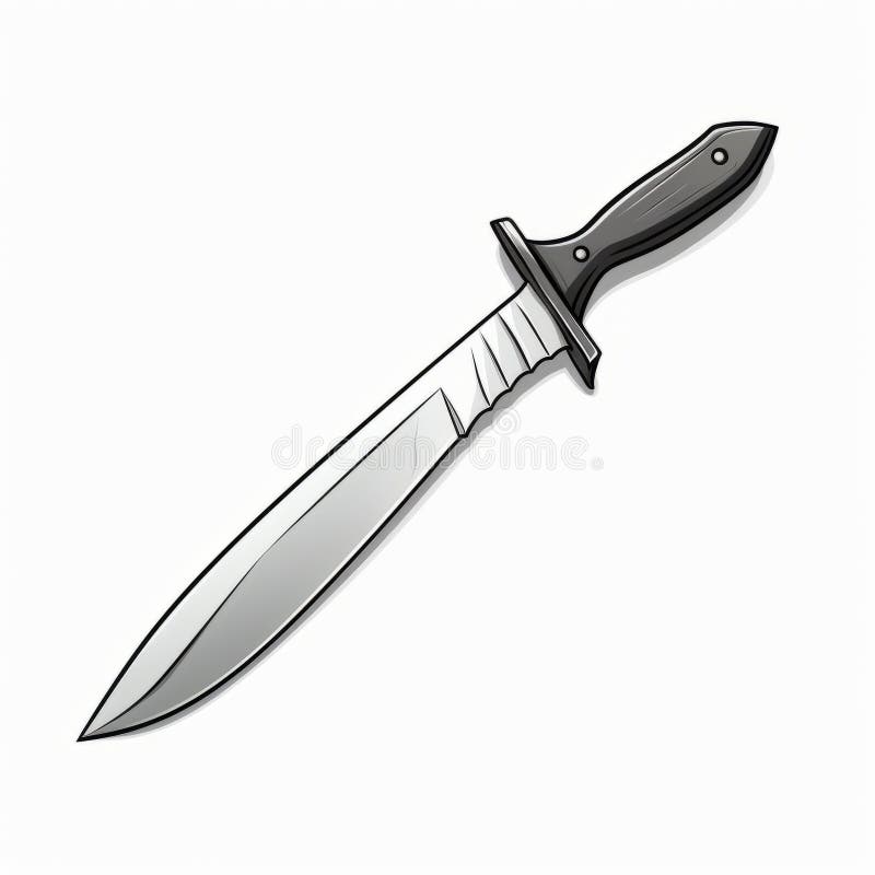 Sleek Metallic Hunting Knife Illustration with Cartoon Violence Stock ...