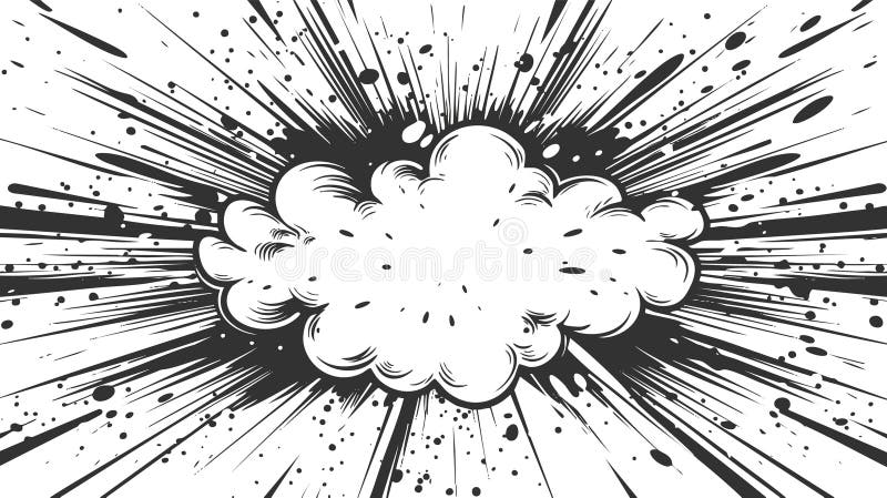 Black and White Comic-style Explosion with Dynamic Burst Effect. Stock ...