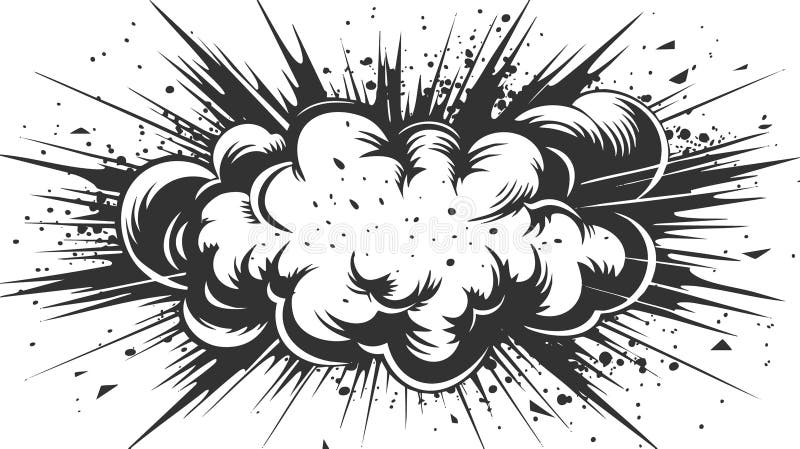 Black and White Comic-style Explosion with Dynamic Burst Lines. Stock ...