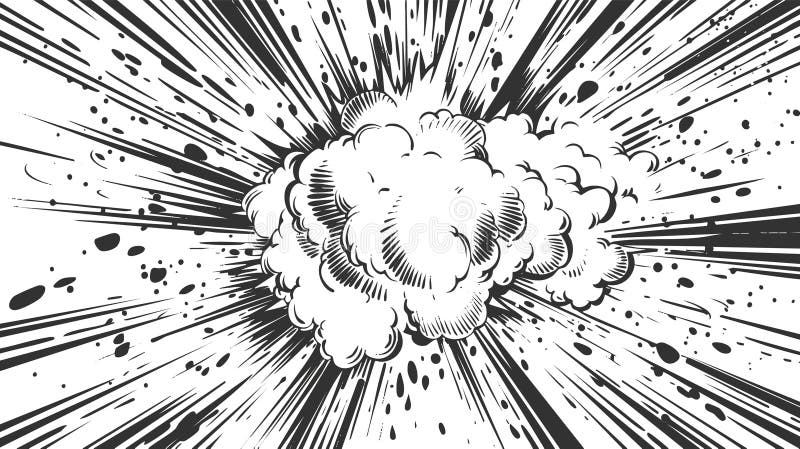 Black and White Comic-style Explosion Graphic with Dynamic Burst Effect ...