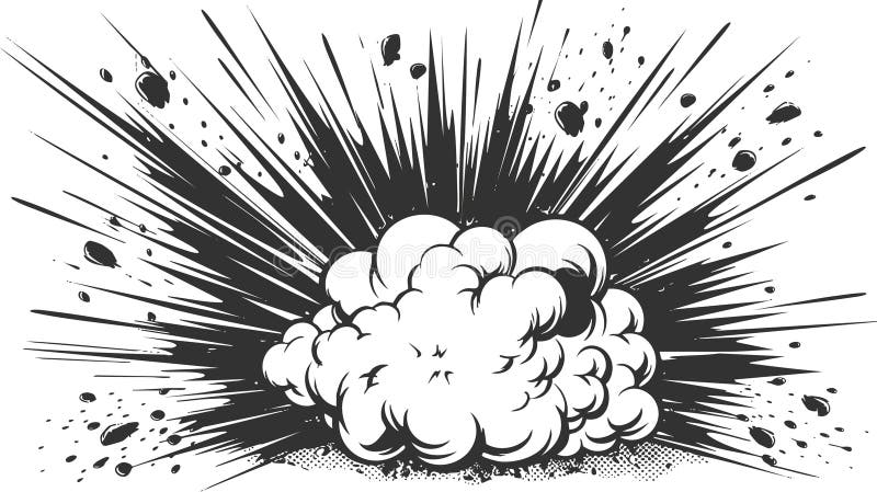 Black and White Comic-style Explosion Graphic with Dynamic Lines. Stock ...