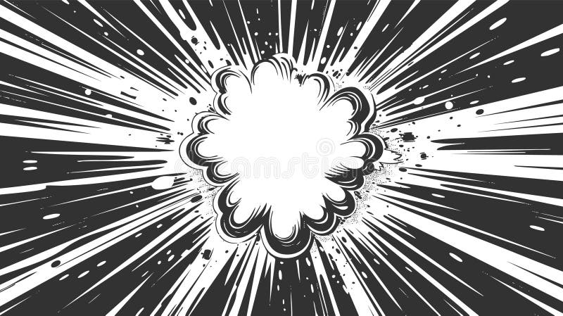 Black and White Comic-style Explosion Graphic with Dynamic Lines and ...