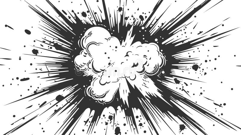 Black and White Comic-style Explosion Graphic Illustration. Stock ...