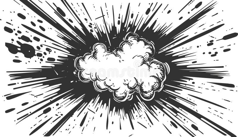 Black and White Comic-style Explosion Illustration with Dynamic ...