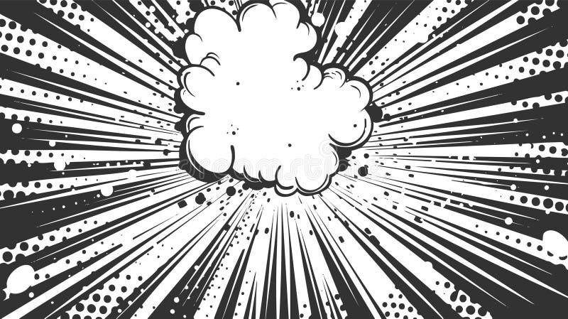 Black and White Comic-style Explosion Illustration with Radial Burst ...