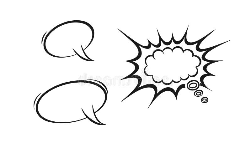 Black and White Comic Style Speech and Thought Bubbles Illustration ...