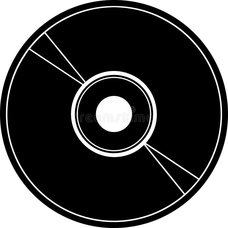 Black and White Compact Disc Symbol Isolated on White Background Simple ...