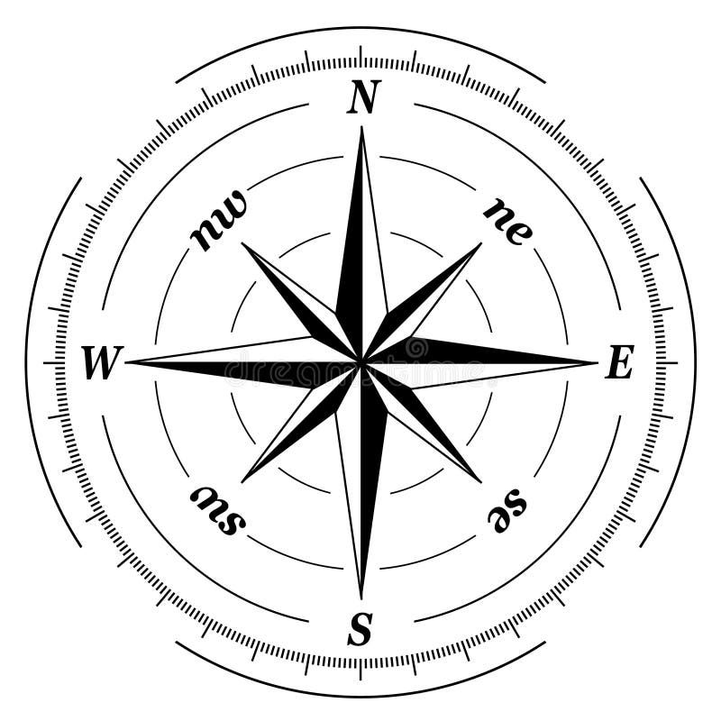 Black and white compass stock vector. Illustration of north - 10702492