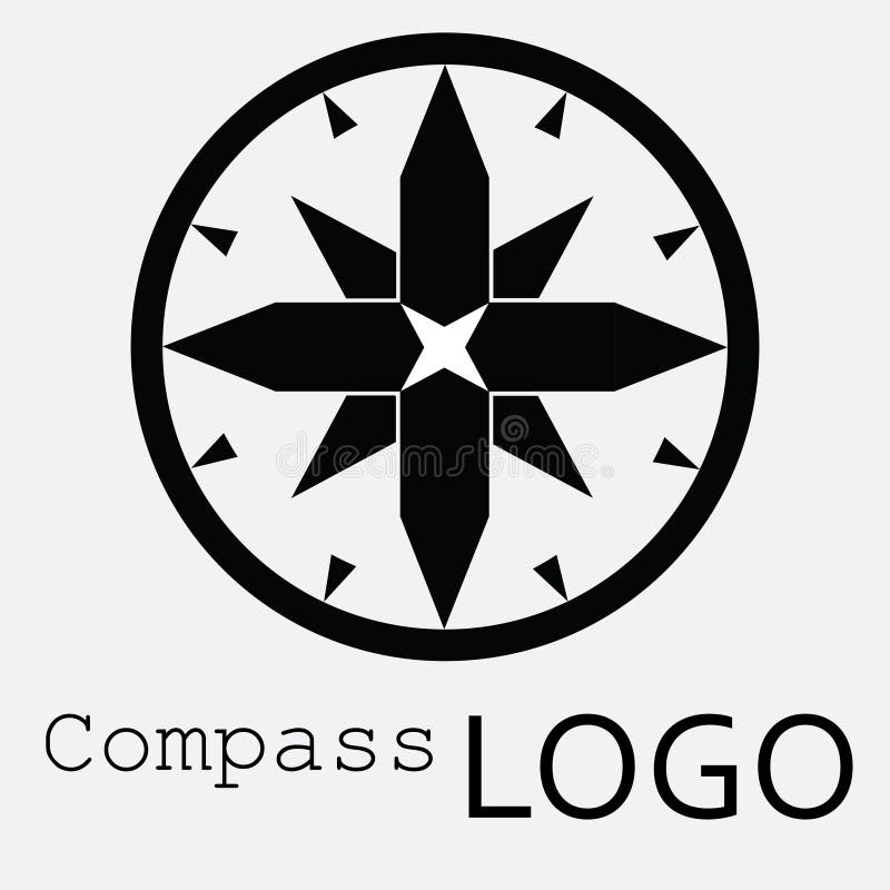 Black and White Compass Logo. Vector Icon. Rose of Wind Stock Vector ...