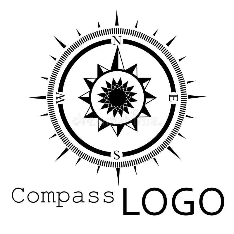 Black and White Compass Logo. Vector Icon. Rose of Wind Stock Vector ...