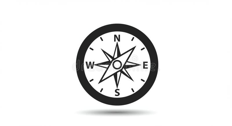 A Black and White Compass Rose Icon on a Plain White Background. the ...
