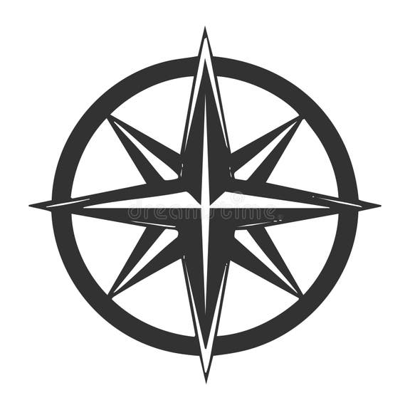 Black and White Compass Rose Symbol for Navigation and Direction. Stock ...