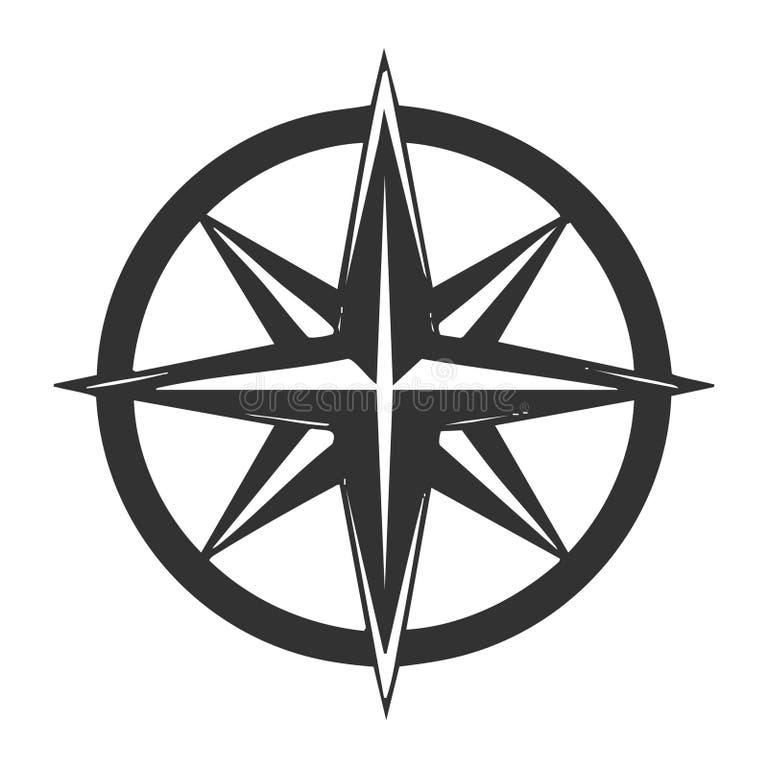 Black and White Compass Rose Symbol for Navigation and Direction. Stock ...