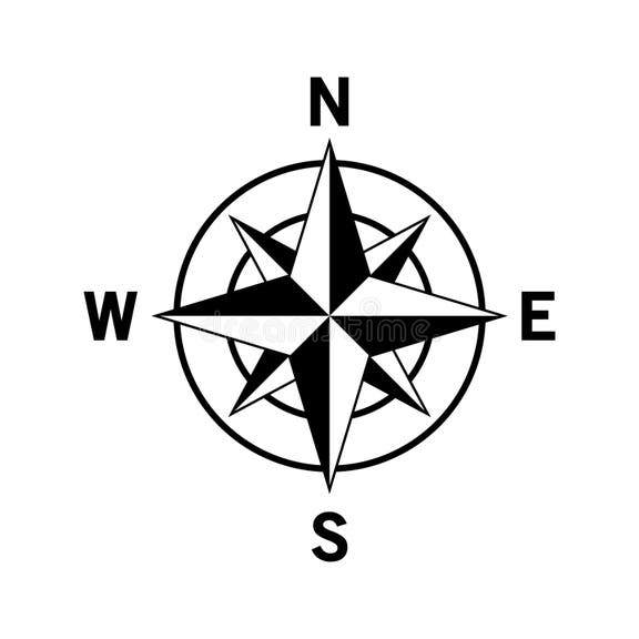 Minimalist Compass Rose Vector or Wind Rose Directional Icon for Maps ...