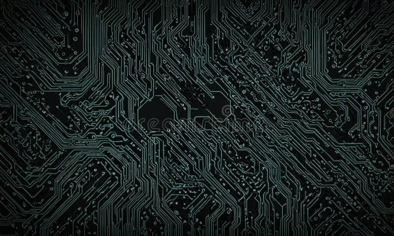 Black and White Complex Circuit Board Pattern, Featuring Intricate ...