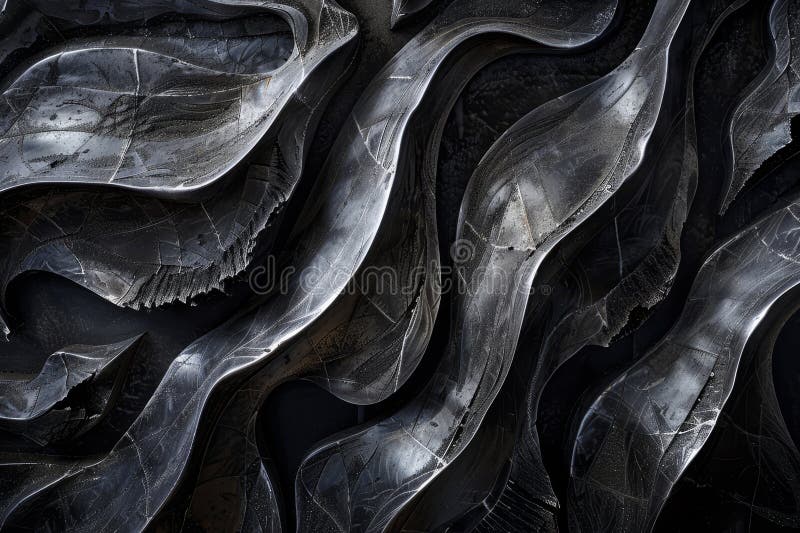 A Black and White Composition Featuring an Array of Curved Lines ...