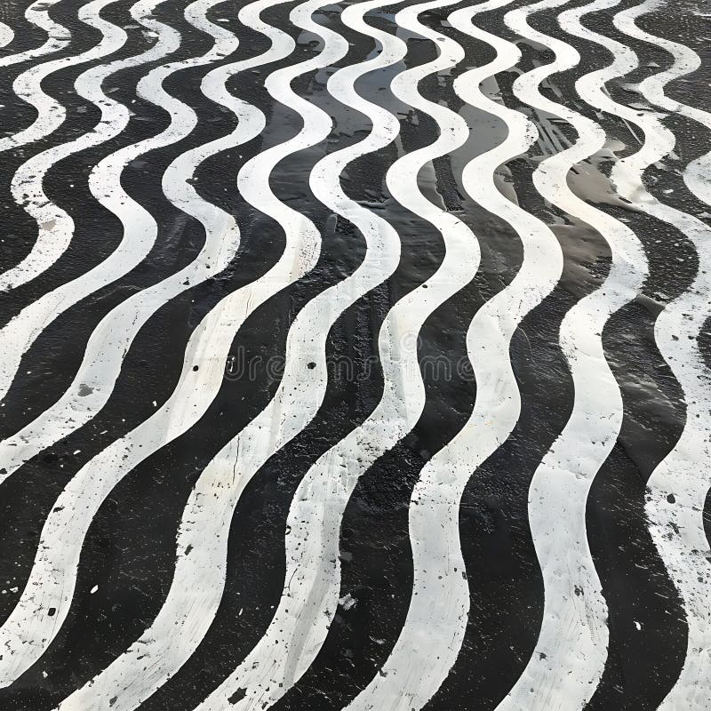 A Black and White Composition Featuring Wavy Lines Reminiscent of the ...